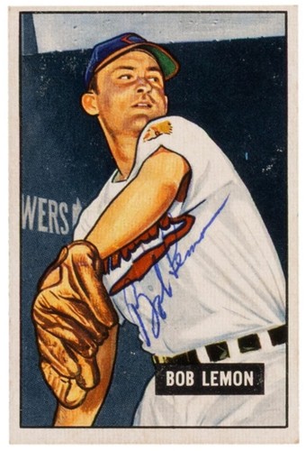Bob Lemon Signed 1951 Bowman #53 Card Cleveland Indians HOF Auto ...
