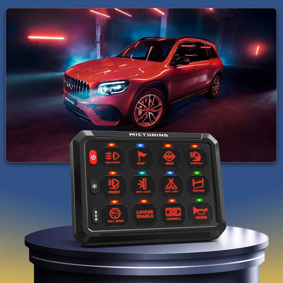 RGB 12 Gang Switch Panel - LED Light Bar Toggle LED Switch Circuit ...