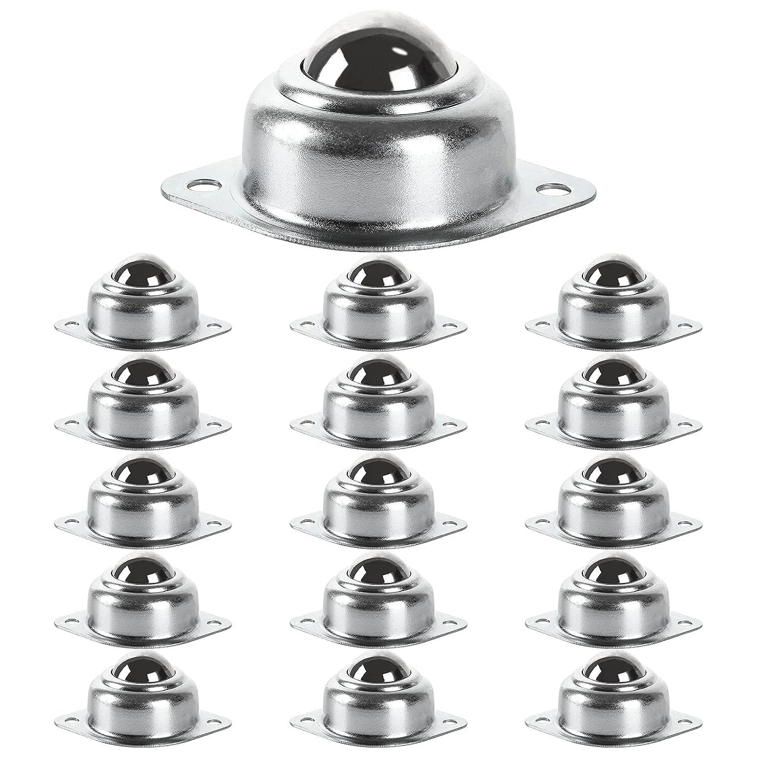 16 PCS 1 Inch Roller Ball Transfer Bearing, Flange Mounted Carbon Steel ...