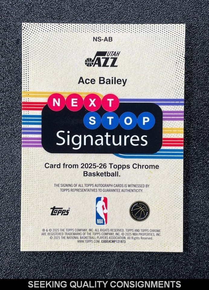 2025-26 Topps Chrome Basketball Ace Bailey Next Stop Rookie RC Auto ...