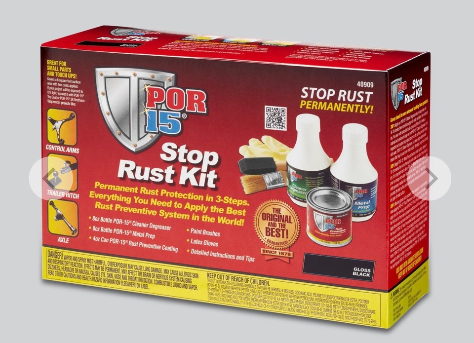 POR-15 Stop Rust Kit, Non-Porous Coating Seals/ Protects- Gloss Black ...