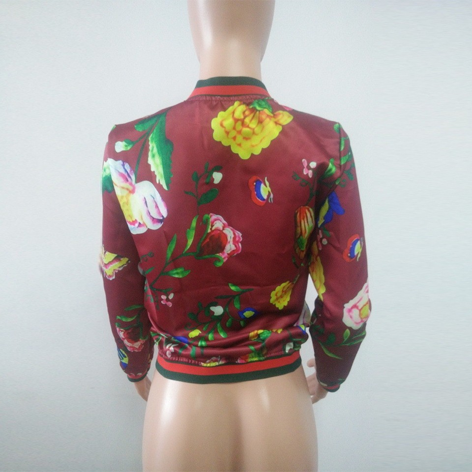 USA Women Fashion Jackets Long Sleeve Zipper Print Jackets Night Party ...