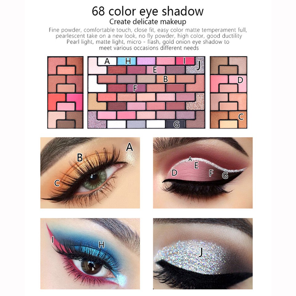 Miss Rose 68 Color Makeup Kit Set Palette Waterproof Eye Glitter Powder ...