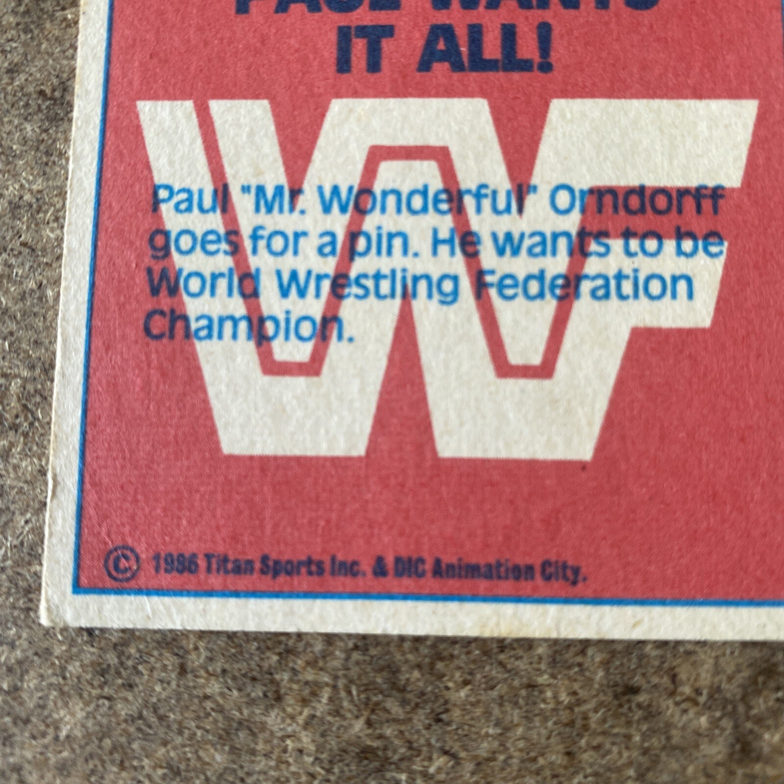 1985 Topps WWF #44 Paul Orndorff - “Paul Wants it All!” - Pro Wrestling Stars | eBay Australia