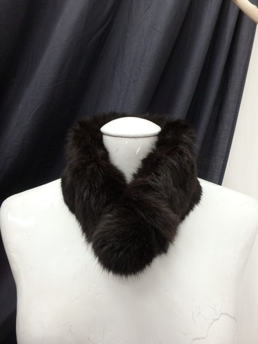 Satin Rabbit Real Fur collar / scarf Black Brown for Winter Coat Jacket ...