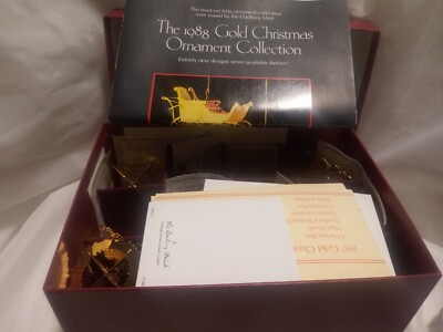 DANBURY MINT 1988 GOLD CHRISTMAS ORNAMENT COLLECTION SET 12 PIECES ...