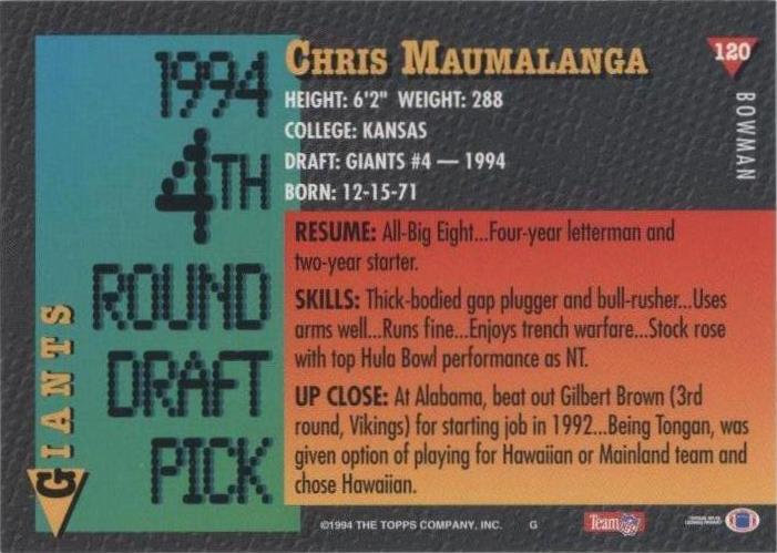 1994 Bowman Chris Maumalanga #120 for sale | eBay