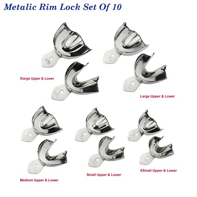 Dental Rim Lock Solid Impression Trays Set perforated Upper & Lower ...