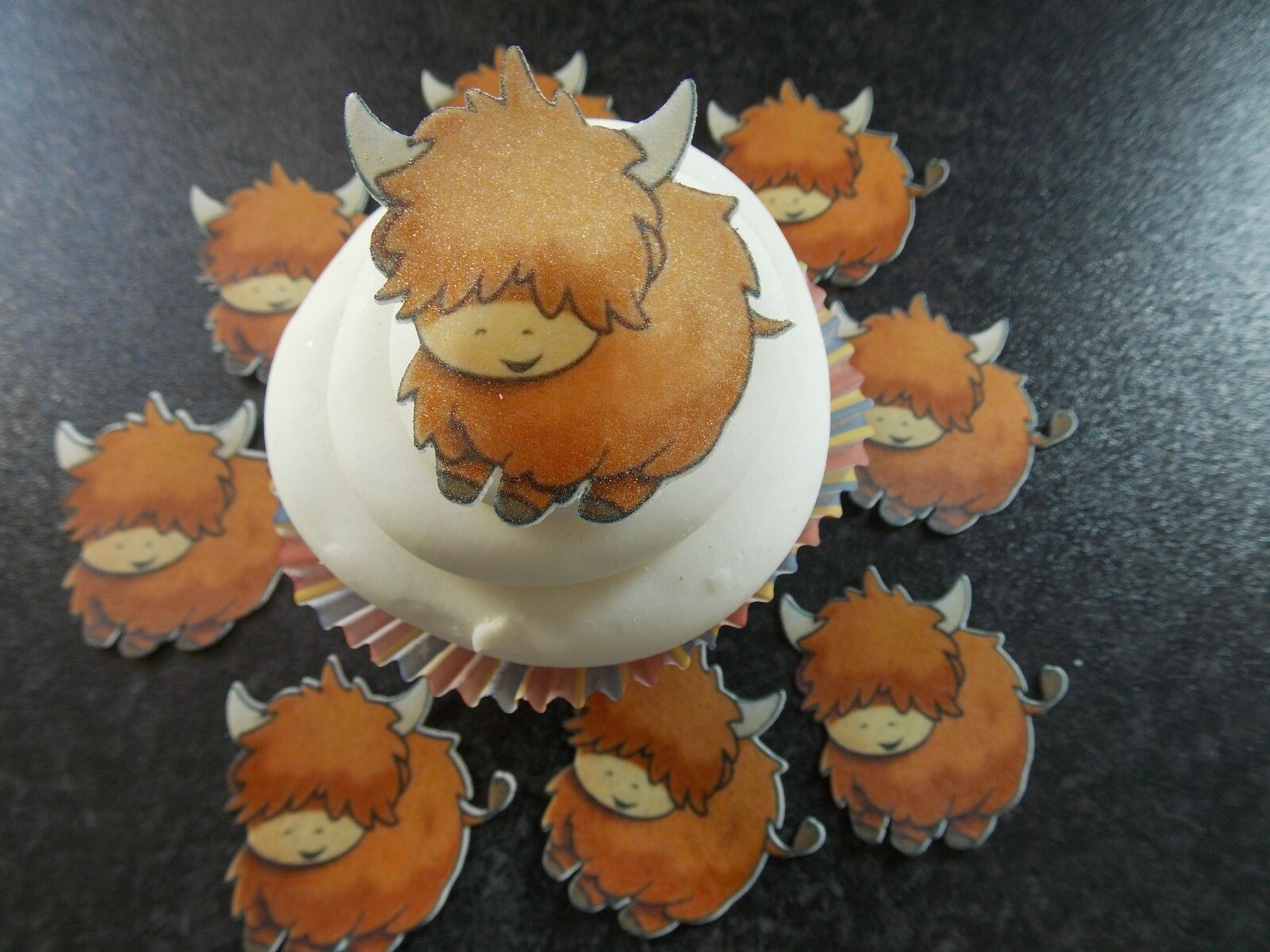 12 PRECUT Edible Highland Cows wafer/rice paper cake/cupcake toppers | eBay
