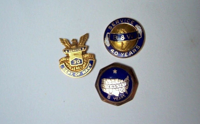 Three 10k Gold & Enamel Service Pins - Navy, Interstate, B & W - 7.4 ...