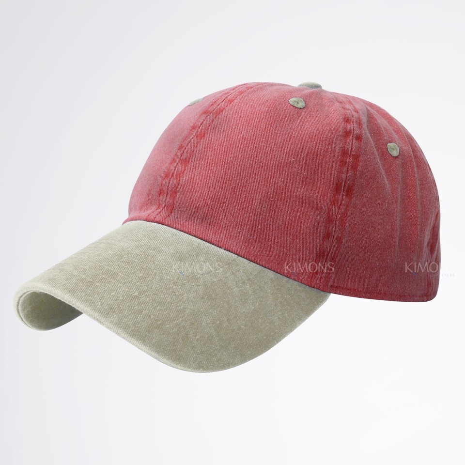 Pigment Dyed Baseball Ball Cap Washed 2Two Tone Cotton Vintage Hat Dad ...