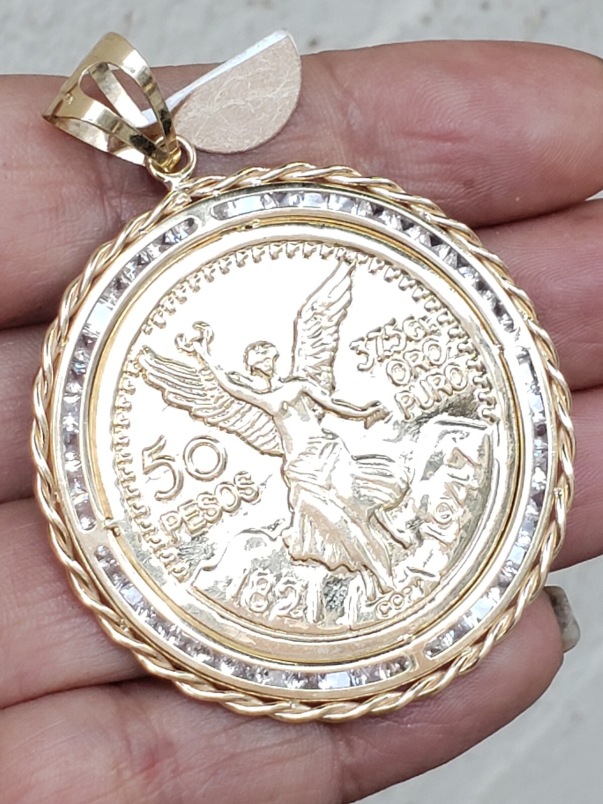 14k solid gold thinner 50 pesos centenario Coin Bezel Frame pendant | eBay