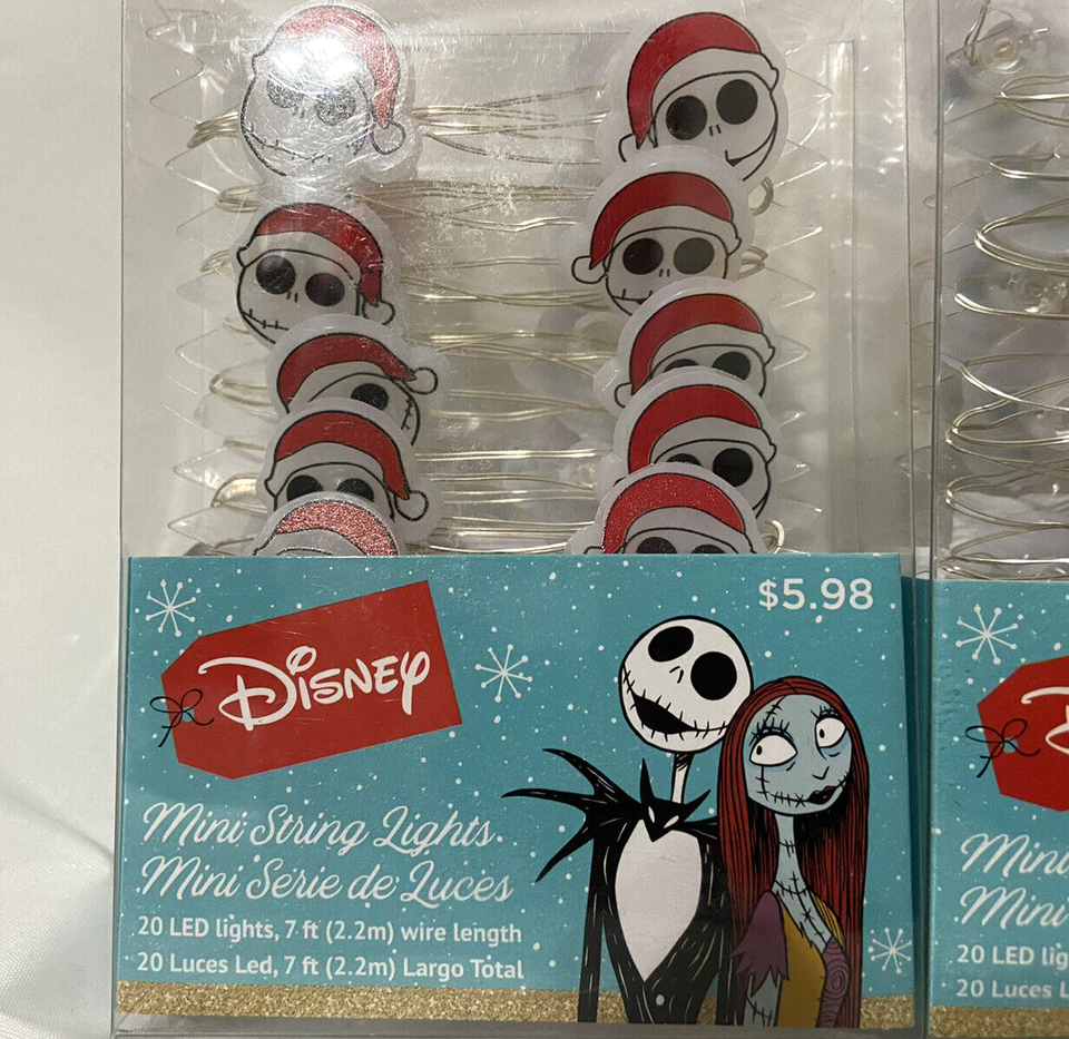 JACK SKELLINGTON Santa Jack MINI Disney LED LIGHTS 20 LED - 7 Ft. SET ...