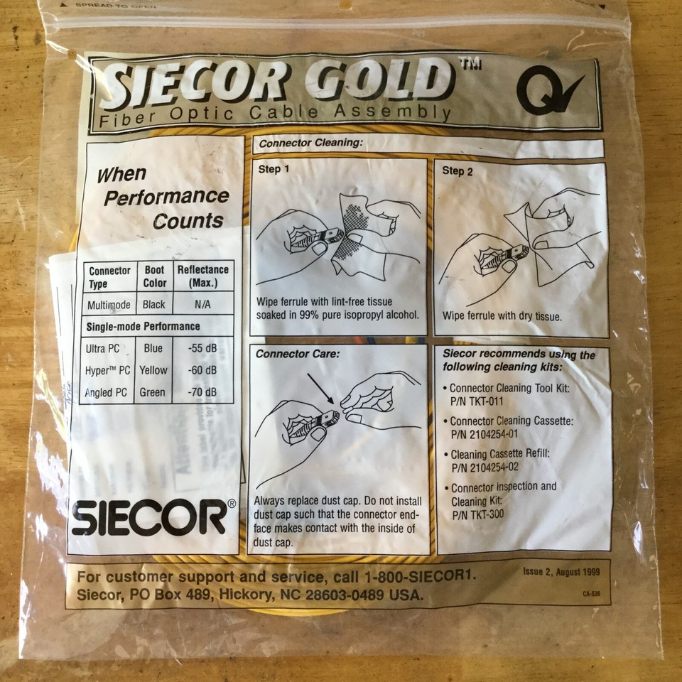 Siecor/Corning Fiber Optic Patch Cord Jumper Cable 2F DFX SC/D4 (UPS ...