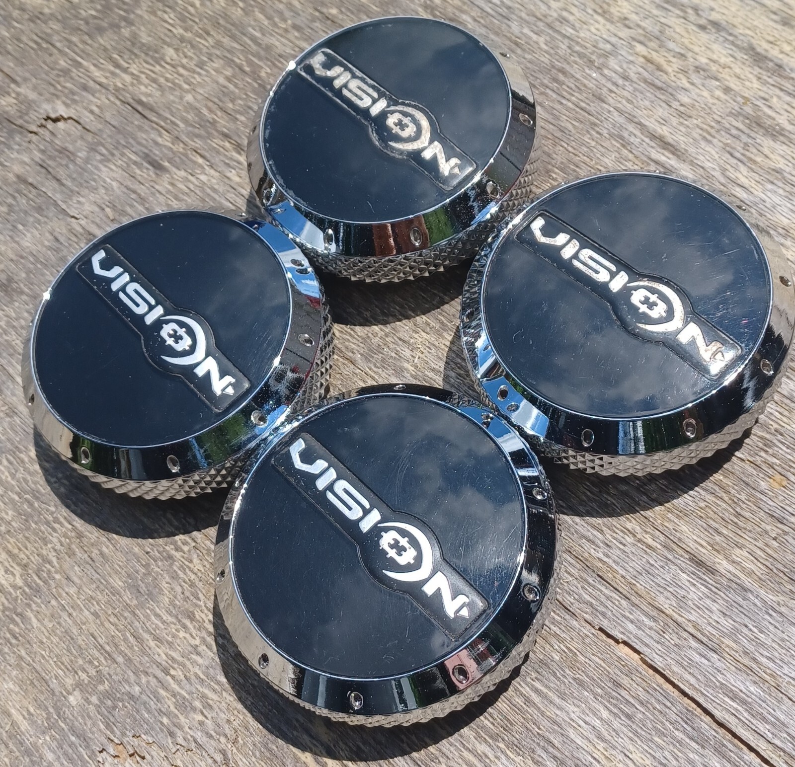 Vision Cross 426 Wheel Center Hub Cap 2.75" Black Chrome Snap In C-228 ...