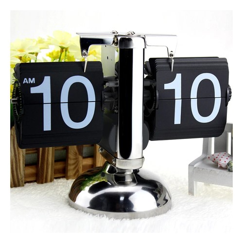 Small Scale Table Clock Retro Flip Over Clock Stainless Steel Flip ...