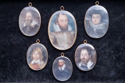 6 x EARLY ANTIQUE ENGLISH PORTAIT MINIATURE COLLECTION GILT FRAMES ...