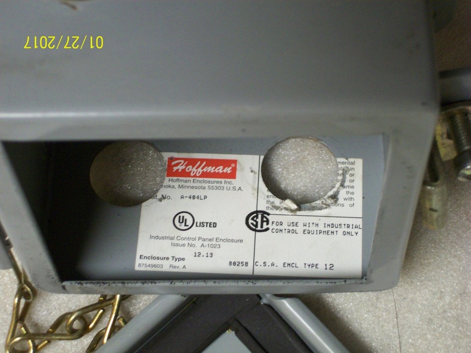 HOFFMAN ONE HOLE METAL INDUSTRIAL CONTROL PANEL ENCLUSURE BOX A-404LP ...