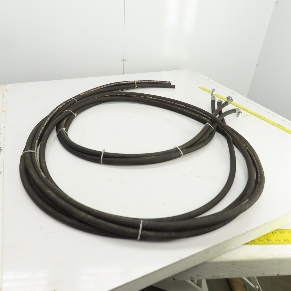 Parker 302-301-6 (4) 3/8" Hydraulic Hose ISO 1436-1/2 4750PSI 14' Long ...