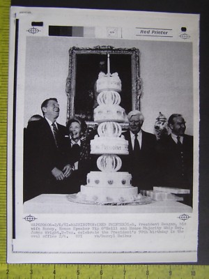 AP Wire Press Photo President Ronald Reagan with Nancy 70th Birthday ...