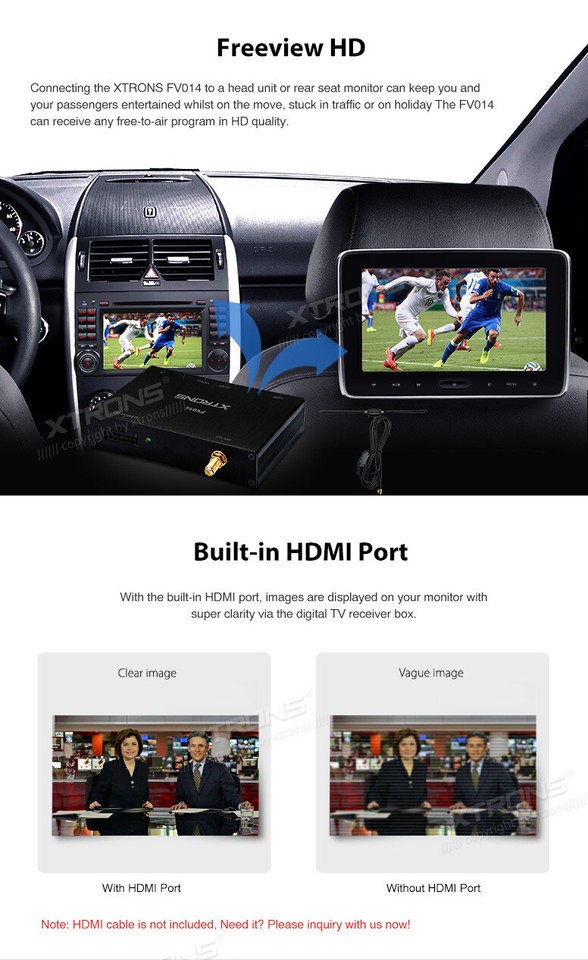 Car DVB-T2 DVB-T Freeview HDMI Digital DTV Receiver TV Box Tuner H.265 ...