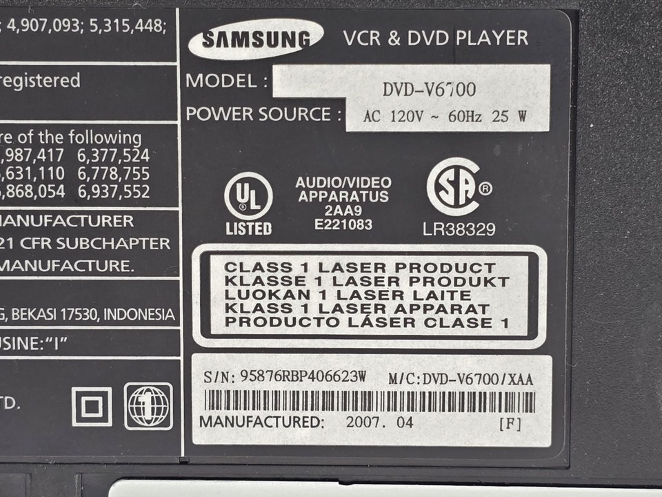 Samsung DVD-V6700 DVD/VCR Combo Player - Tested Working No Remote ...