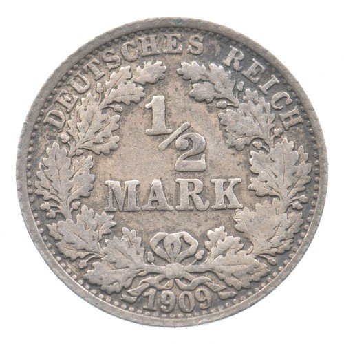 SILVER - Dime-Sized - 1909 Germany 1/2 Mark - World Silver Coin *487 | eBay