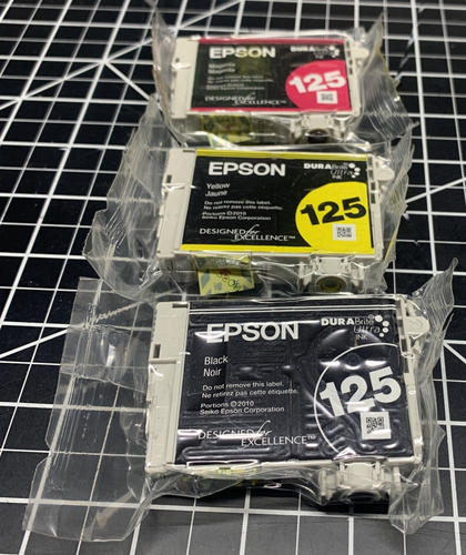 Genuine Epson 125 Black Magenta & Yellow MYK Ink Cartridges | eBay