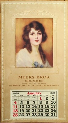 Trenton, NJ 1925 Advertising Calendar 14x30 Poster, Coal and Ice ...