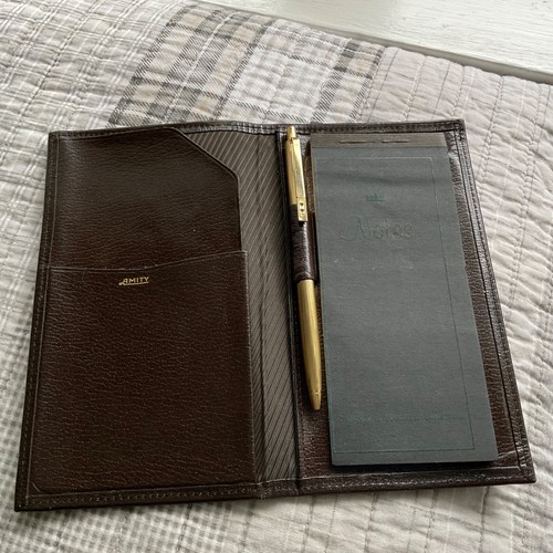 Vintage AMITY Secretary Bifold Wallet Notepad Genuine Cowhide Gold ...