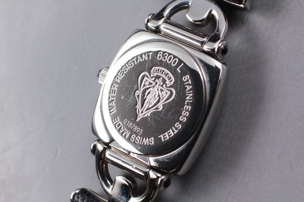 Gucci 6300L Horsebit Silver Black Dial Quartz Ladies Watch Gucci 6300L Horsebit Silver Black Dial Quartz Ladies Watch