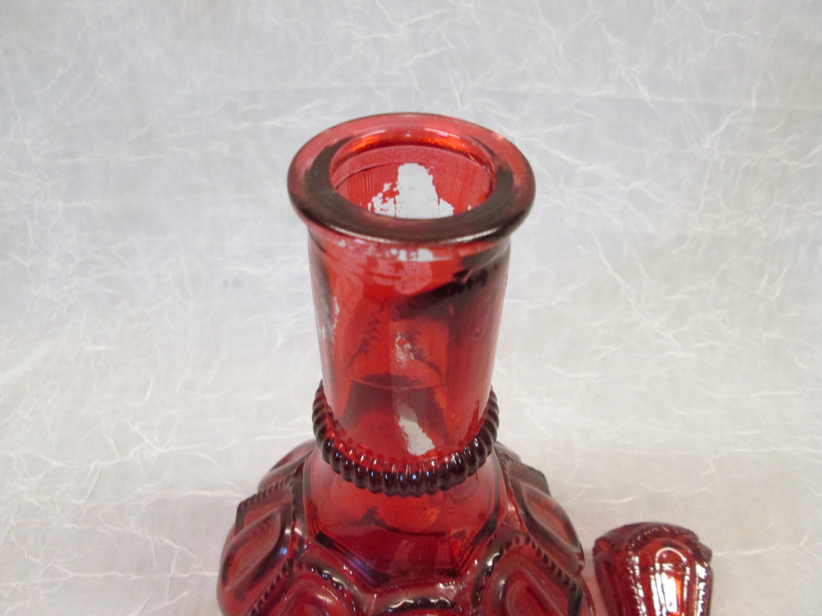 RUBY RED FLASHED MOON and STAR Pattern Glass 12.5" Decanter Genie Bottle Stopper | eBay