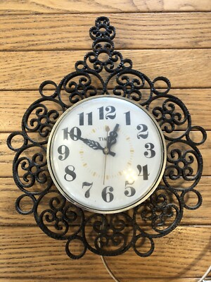 Vintage Timex Model 2151B Black Kitchen Wall Clock Mid Century Modern ...