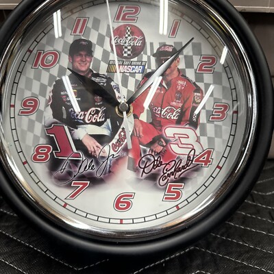Dale Earnhardt & Dale Jr. Coca-Cola Collector Clock - approx. 9” Works ...