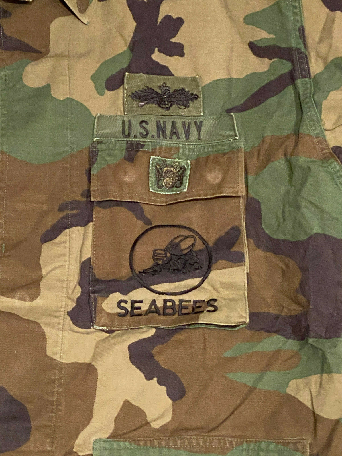 US NAVY COMMANDER SEEBEES Field Coat Woodland Camoufl… - Gem