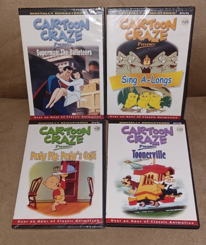 Cartoon Craze Lot of 4 DVD's Porky Pig, Superman , Sing A Long ...