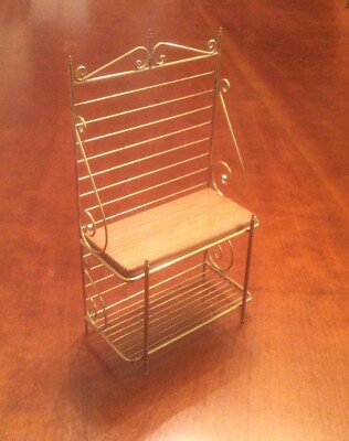 Dollhouse Miniatures J Getzan Brass Baker’s or Pot Rack Butcher Block ...
