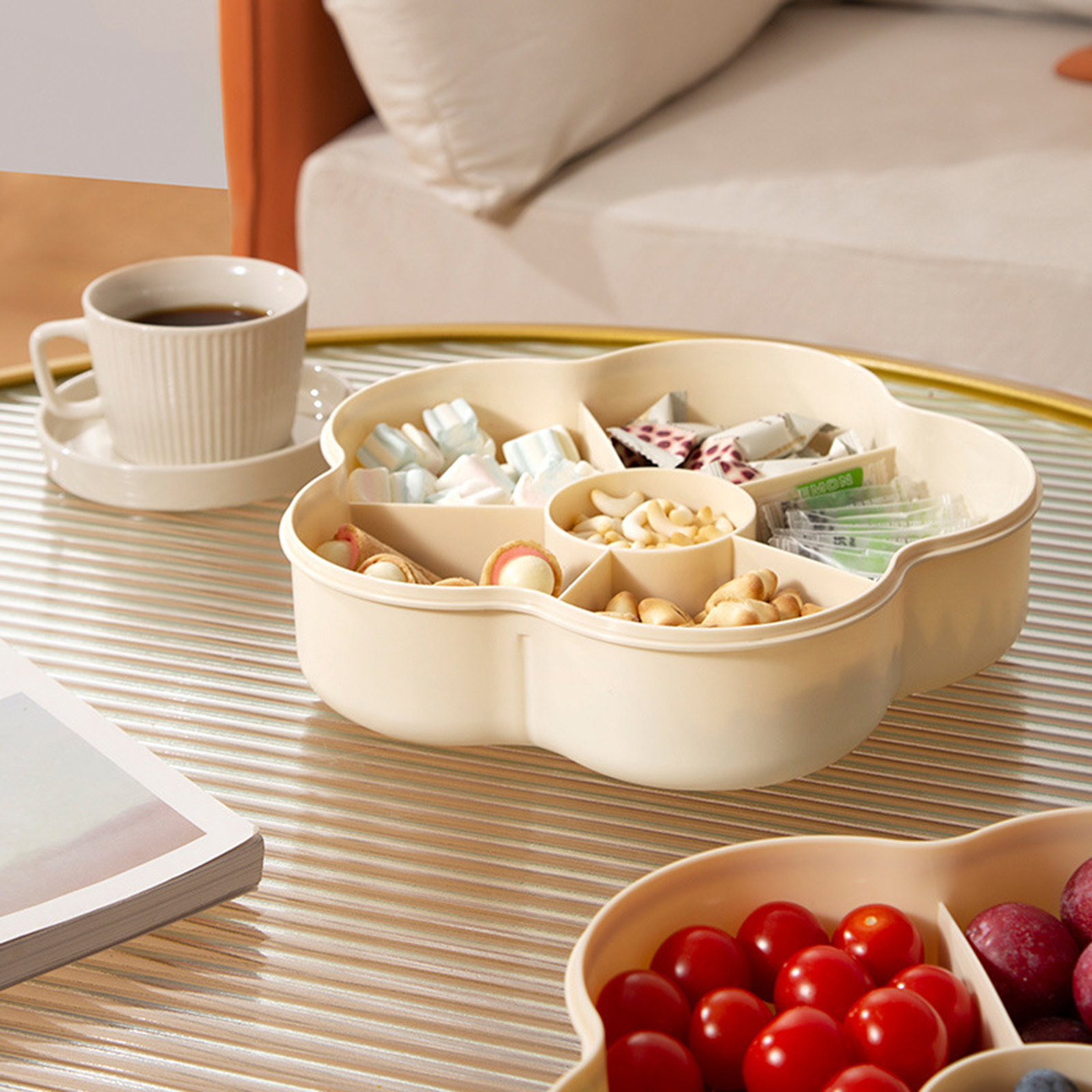 Snack Serving Platter with Lid Decorative Multi-purpose Appetizer Tray ...