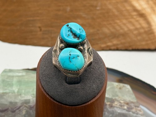 Vintage Roy Buck Native Navajo Sterling SIlver Turquoise Ring size 11 ...