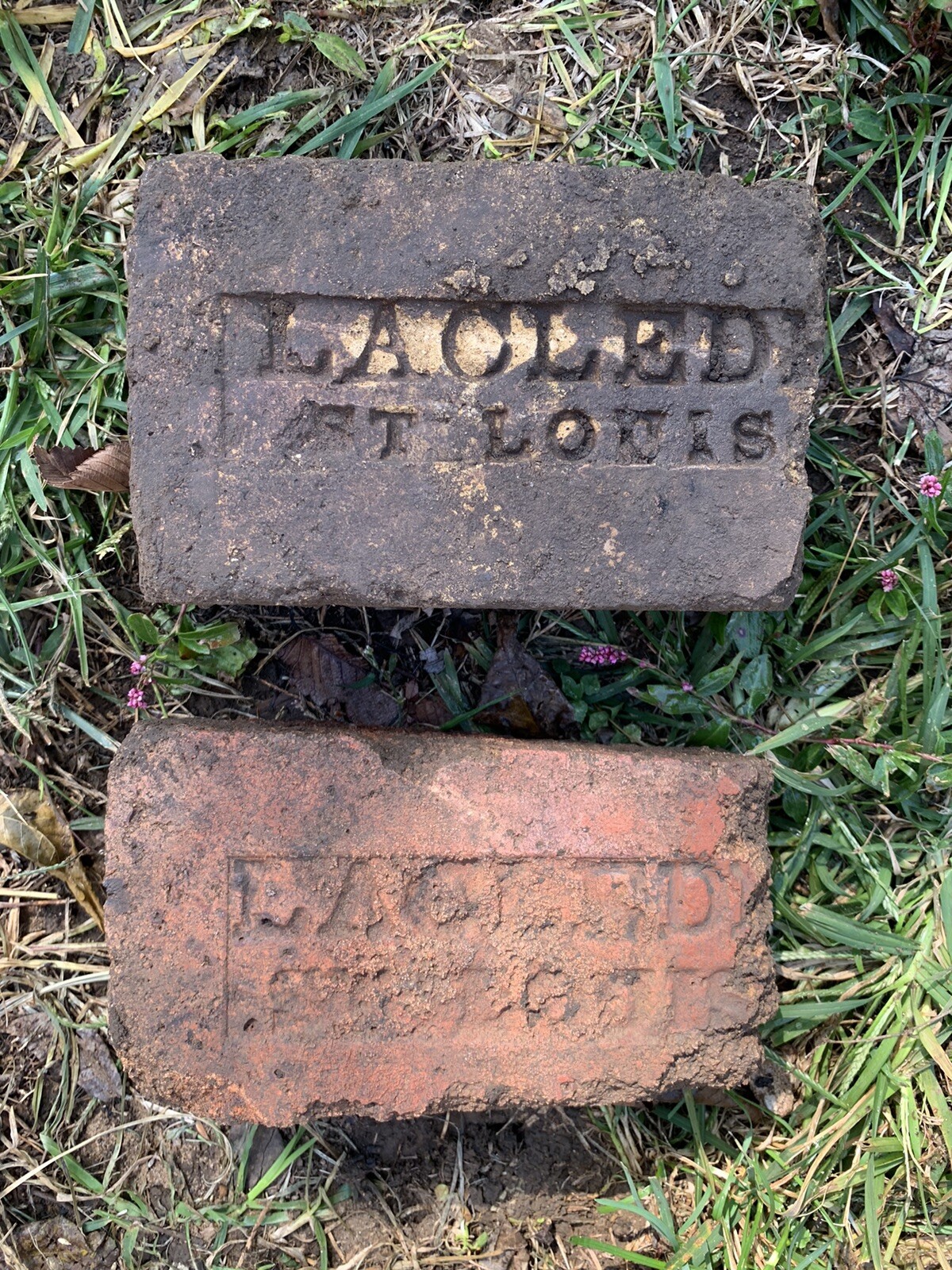 RARE ANTIQUE OLD LACLEDE ST. LOUIS BRICK GREAT COLOR - Set Of 2 - 3/4 ...