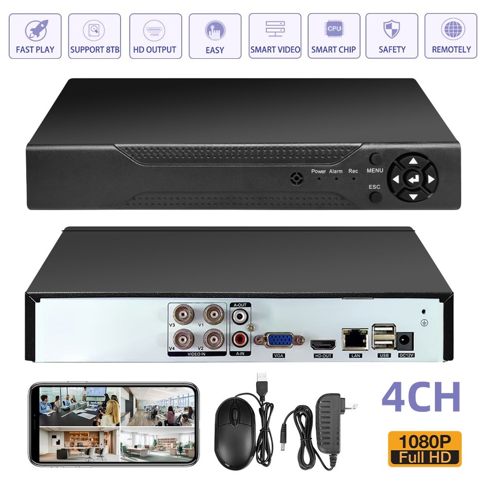 4/8 Channel H.265+ 1080P DVR Opt 1TB Hard Drive for Security Camera ...