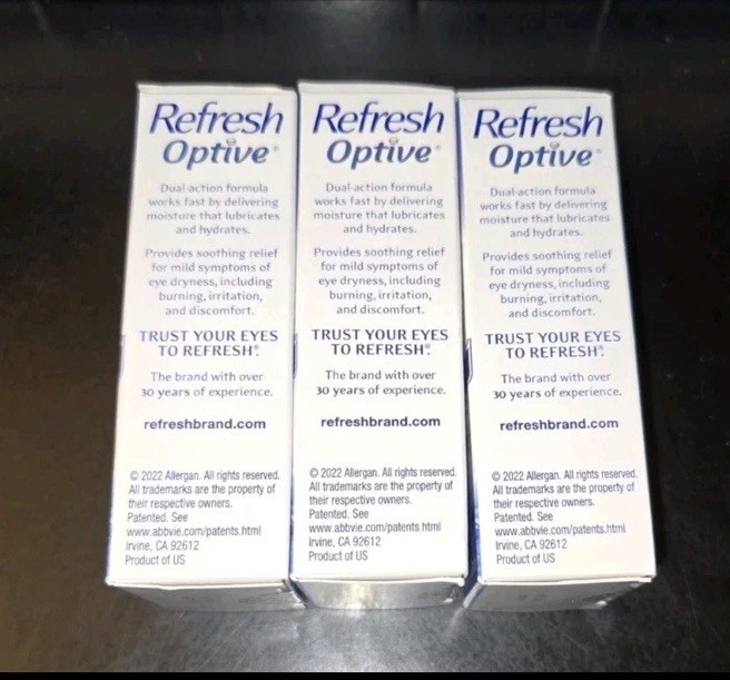 REFRESH OPTIVE 0.5oz (15mL x 3 Bottles) Lubricant Eye Drops [Exp: 04/ ...