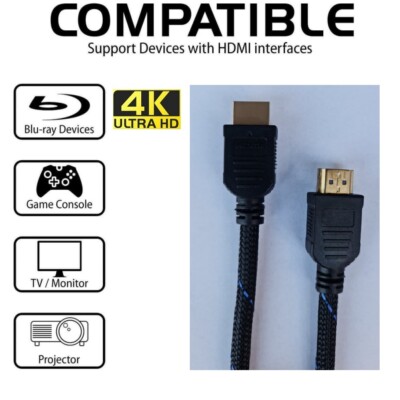 HDMI Cable 4K 2.0 Heavy Duty High Speed Smart TV HD 3D TV 0.5m 1m 2m 3m ...