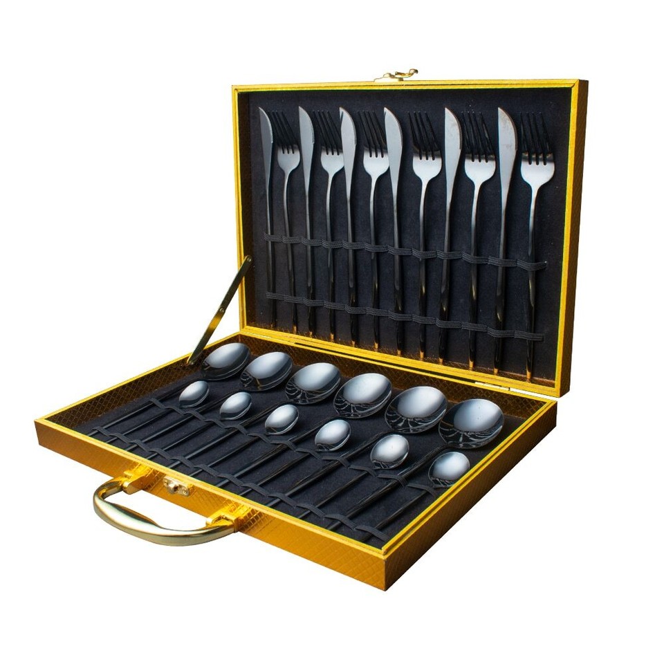 24Pcs Cutlery Set Stainless Steel Tableware Flatware Kitchen Dinnerware ...
