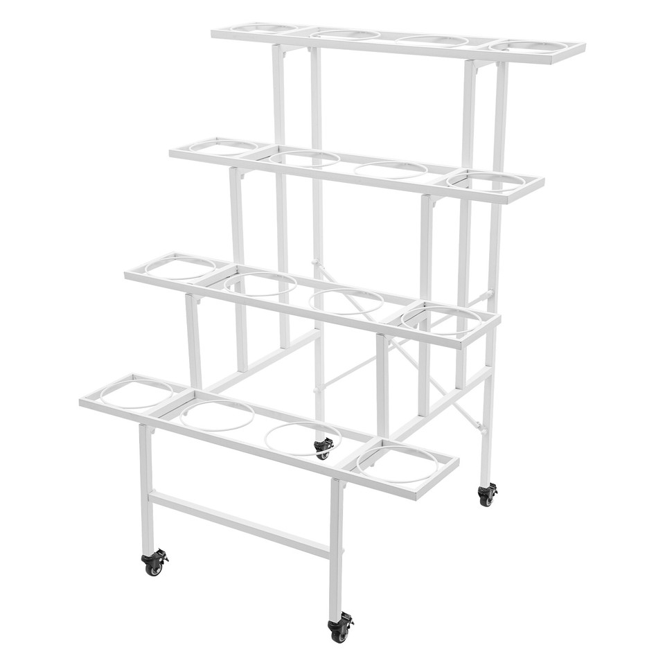 4 Layers Metal Flower Display Stand Moving Florist Bouquet Shelf with ...