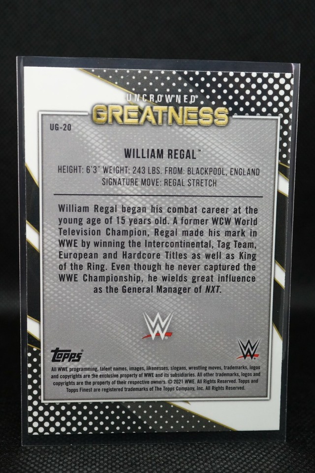 2021 TOPPS FINEST WWE UNCROWNED GREATNESS WILLIAM REGAL #UG-20 + FREE ...