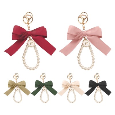 Bow Bag Charm Key Chain Bowtie Pendant Keychain with Artificial Pearls ...