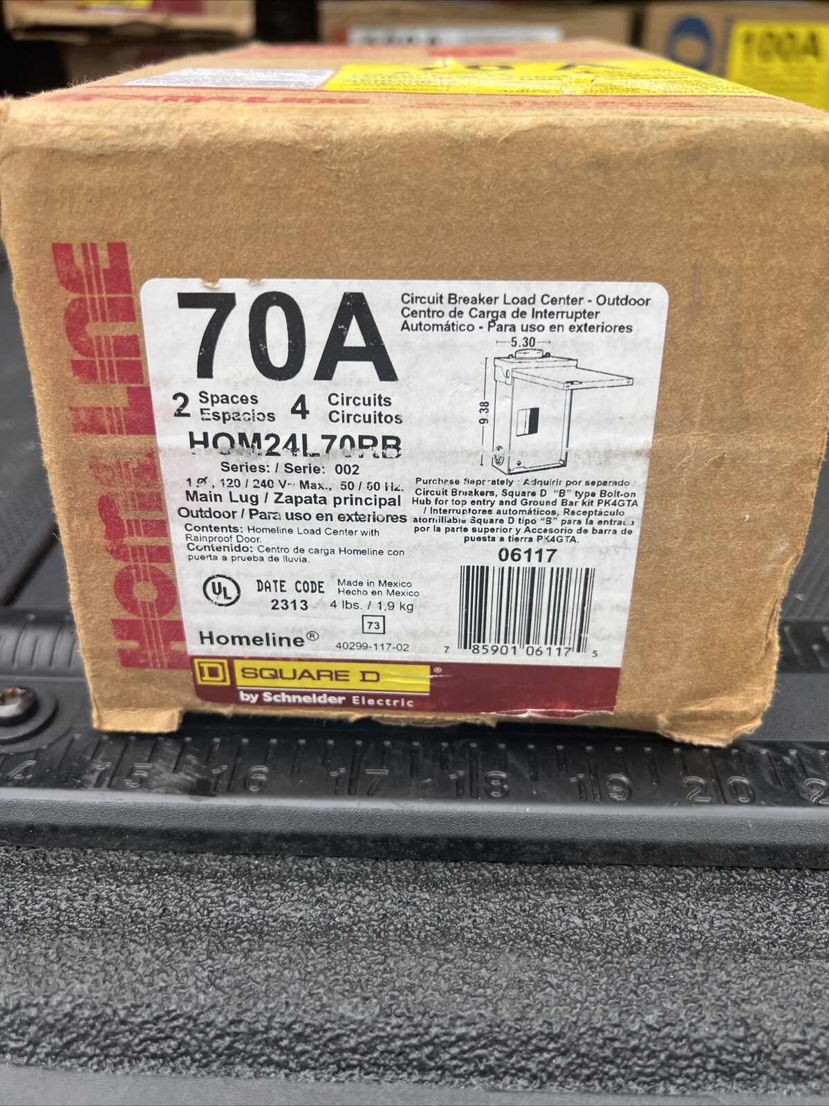 Square D Homeline Breaker Load Center HOM24L70RB outdoor, 2 space, 4 ...