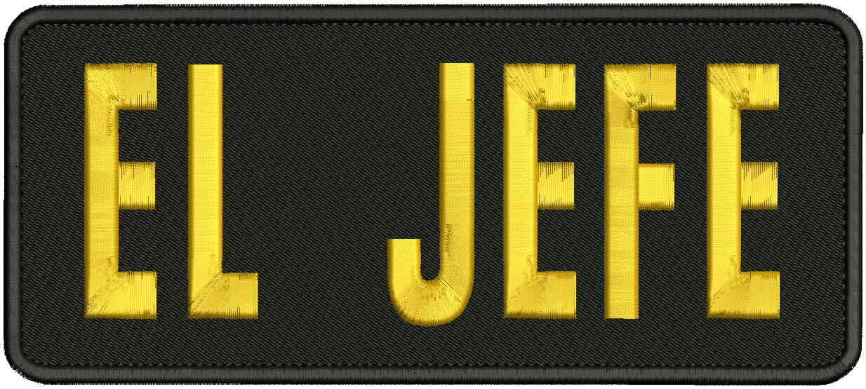 EL JEFE EMBRIDERY PATCH 4X10 hook on back black/goldxx | eBay