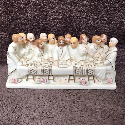 Autom multicolor ceramic 7x4 figurine of the last supper religious ...